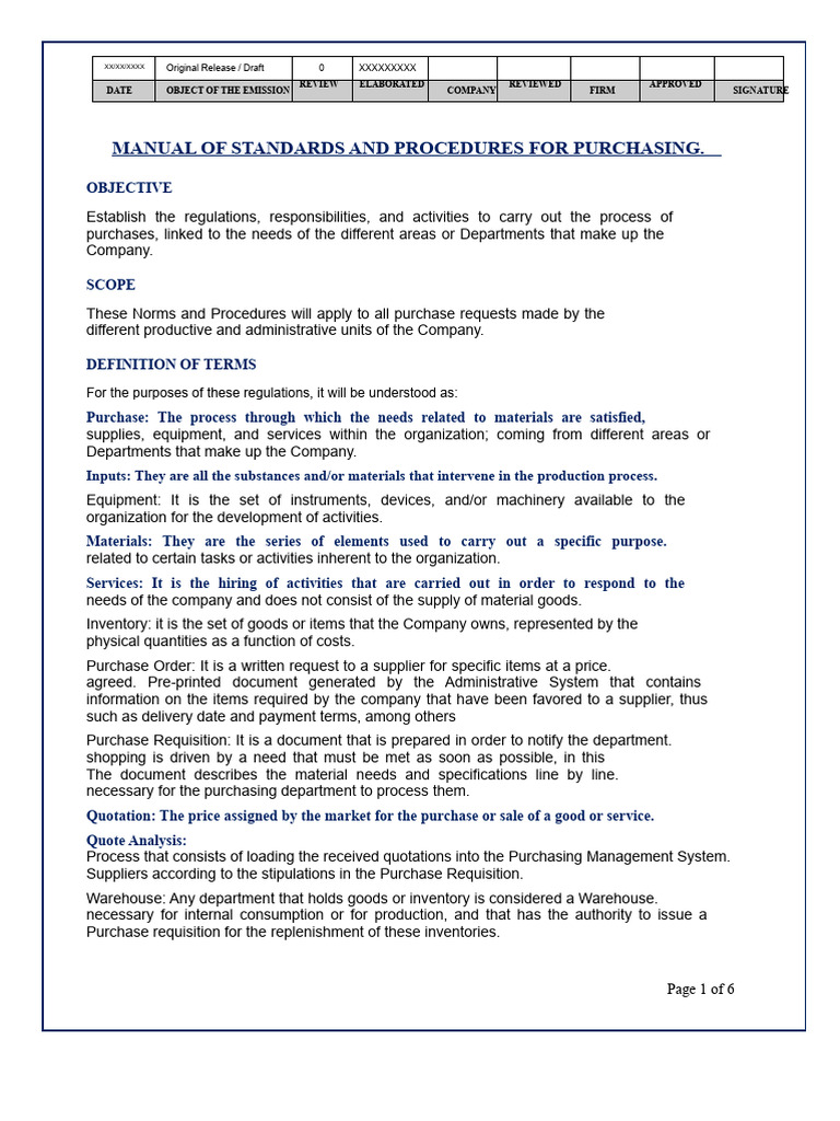 5 Purchasing Manual For Materials, Supplies, Equipment, and Supplies ...