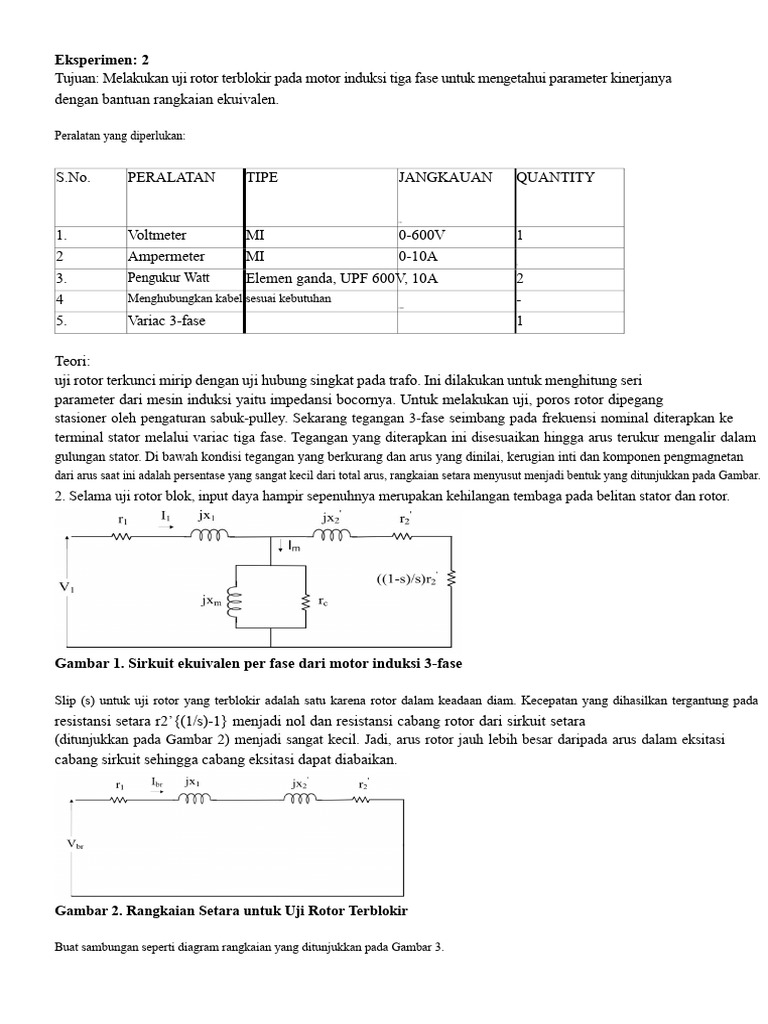 Uji Rotor Terblokir Motor Induksi 3-Fase | PDF