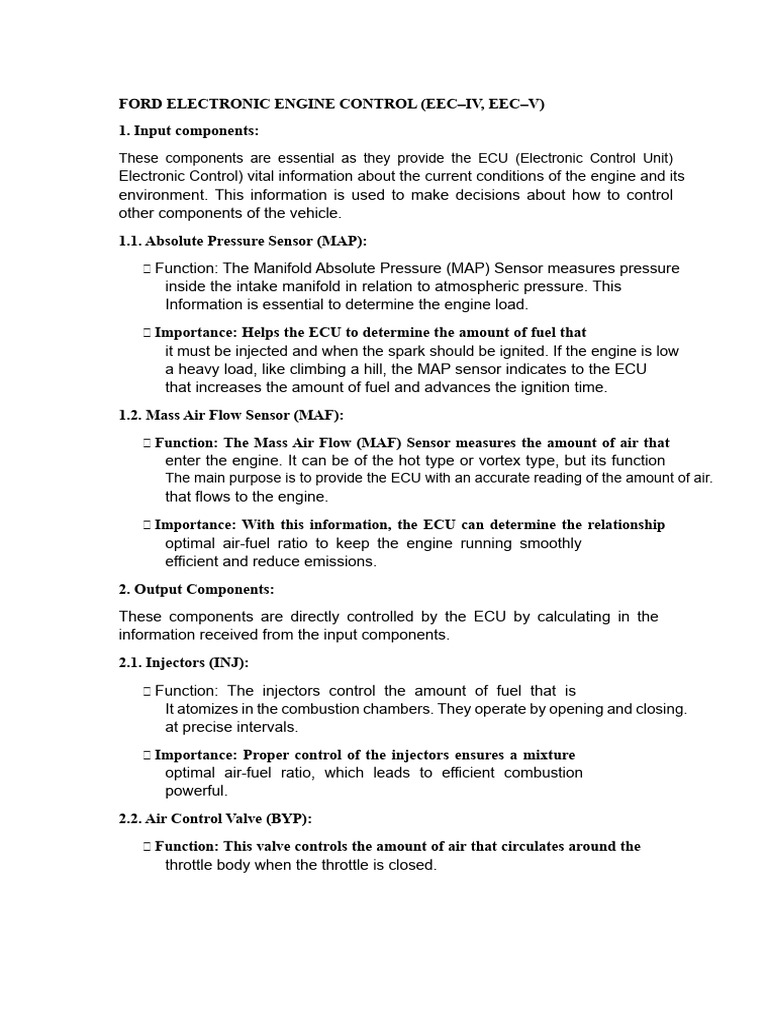 Ford EEC-IV & EEC-V Engine Control Overview | PDF | Throttle | Fuel ...