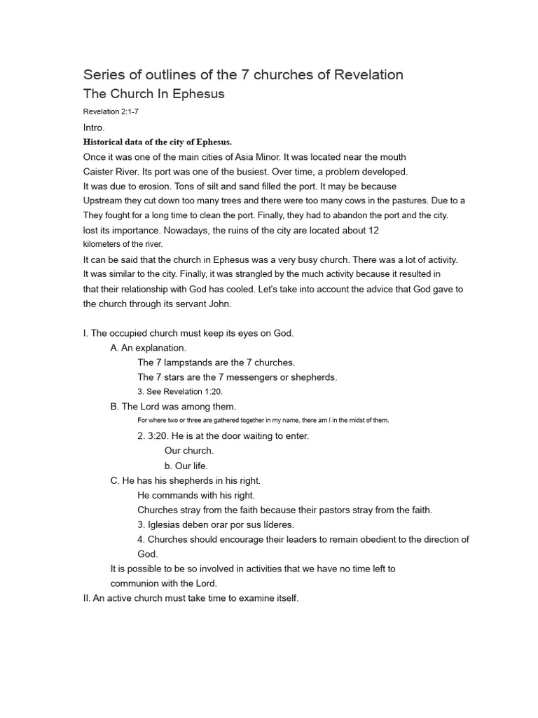 Outlines of the 7 Churches in Revelation | PDF | Jesus | Satan
