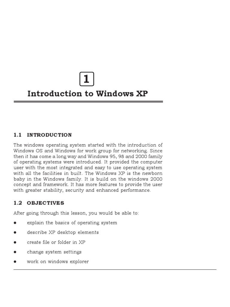 Introduction To Windows XP: L L L L L | PDF | Microsoft Windows ...