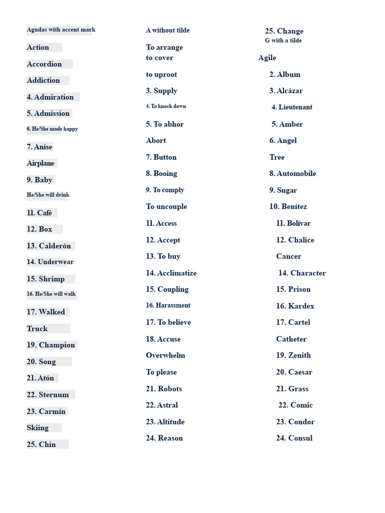 Acute Words With Accent | PDF