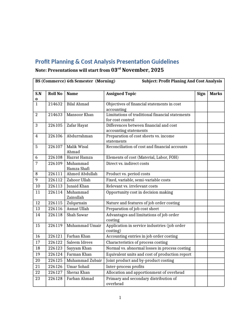 Profit Planning & Cost Analysis Guide | PDF | Cost Accounting | Inventory