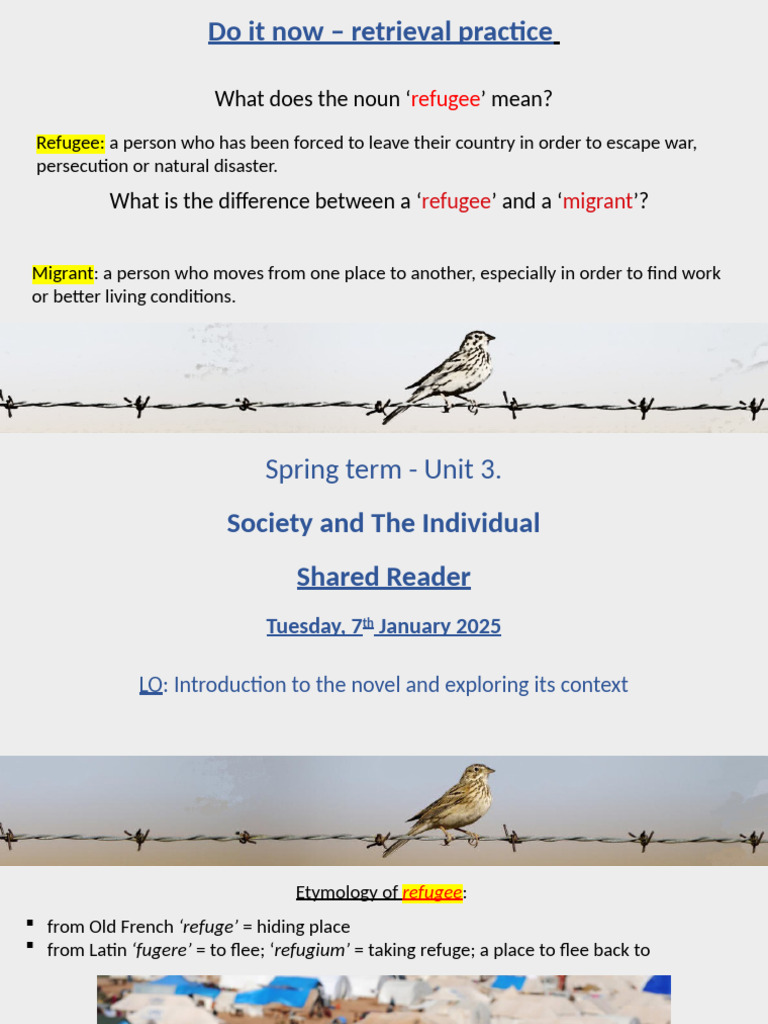 Lesson 1 - The Bone Sparrow - Intro To The Novel | PDF