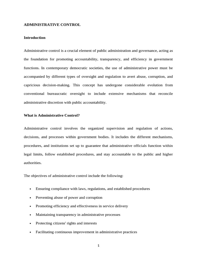 Understanding Administrative Control | PDF | Accountability | Audit
