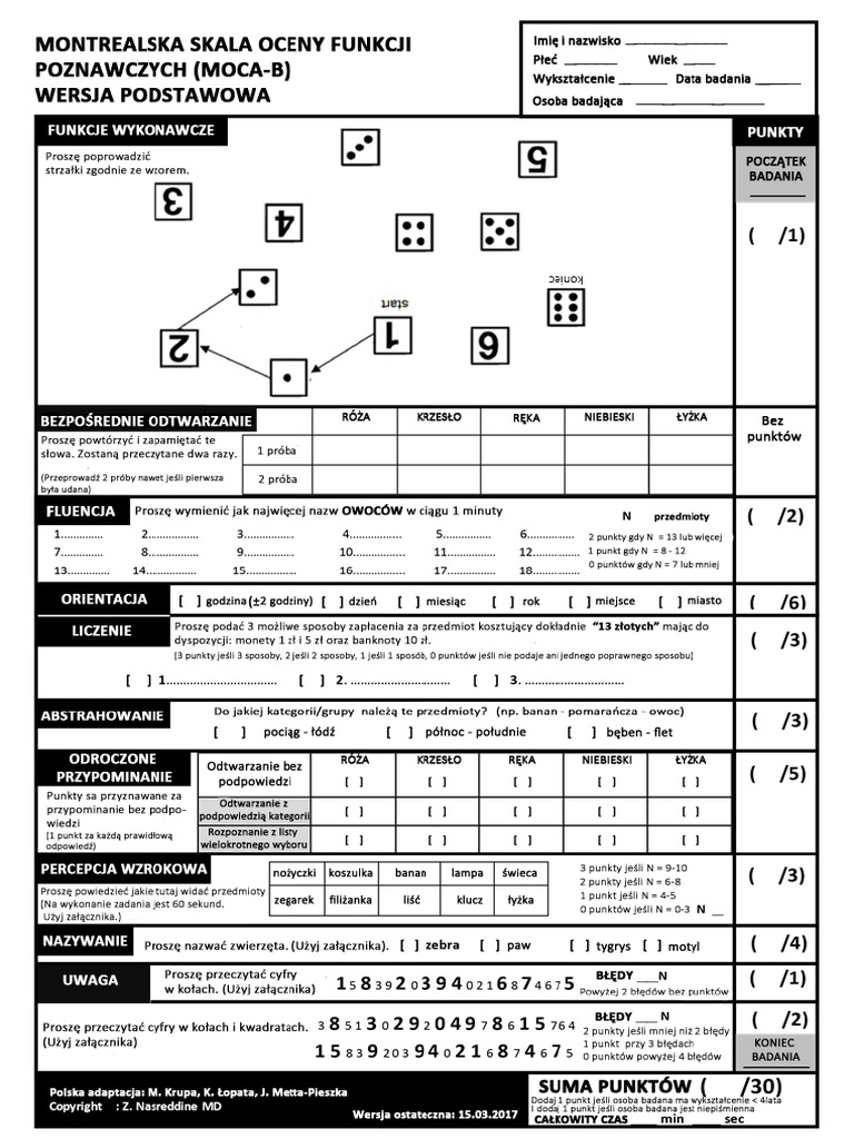 MoCA - Basic Polish Version | PDF