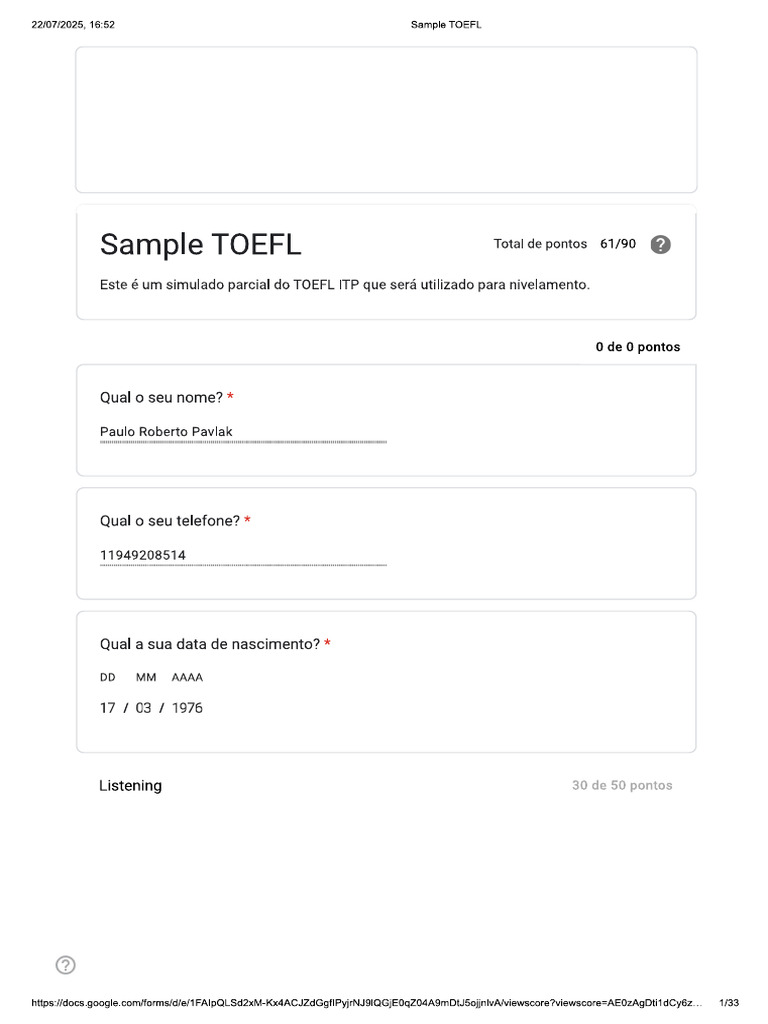 TOEFL Test | PDF