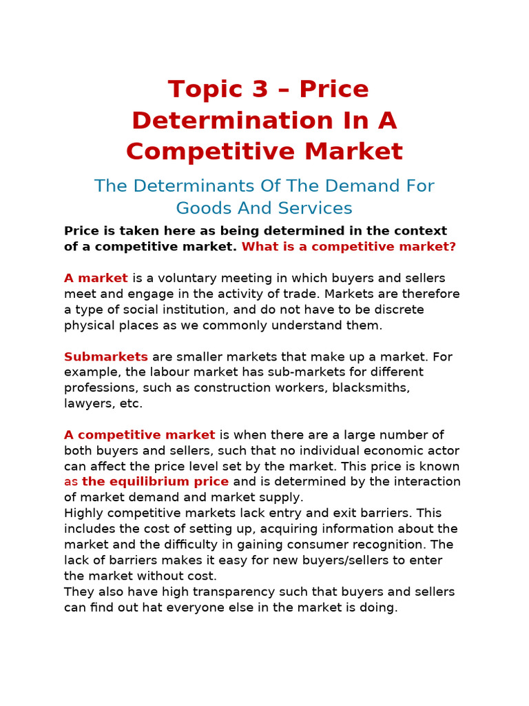 Topic 3 - Price Determination in A Competitive Market | PDF | Demand ...