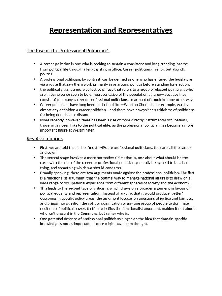 Week 2 Representation and Representatives | PDF | Government | Politics ...