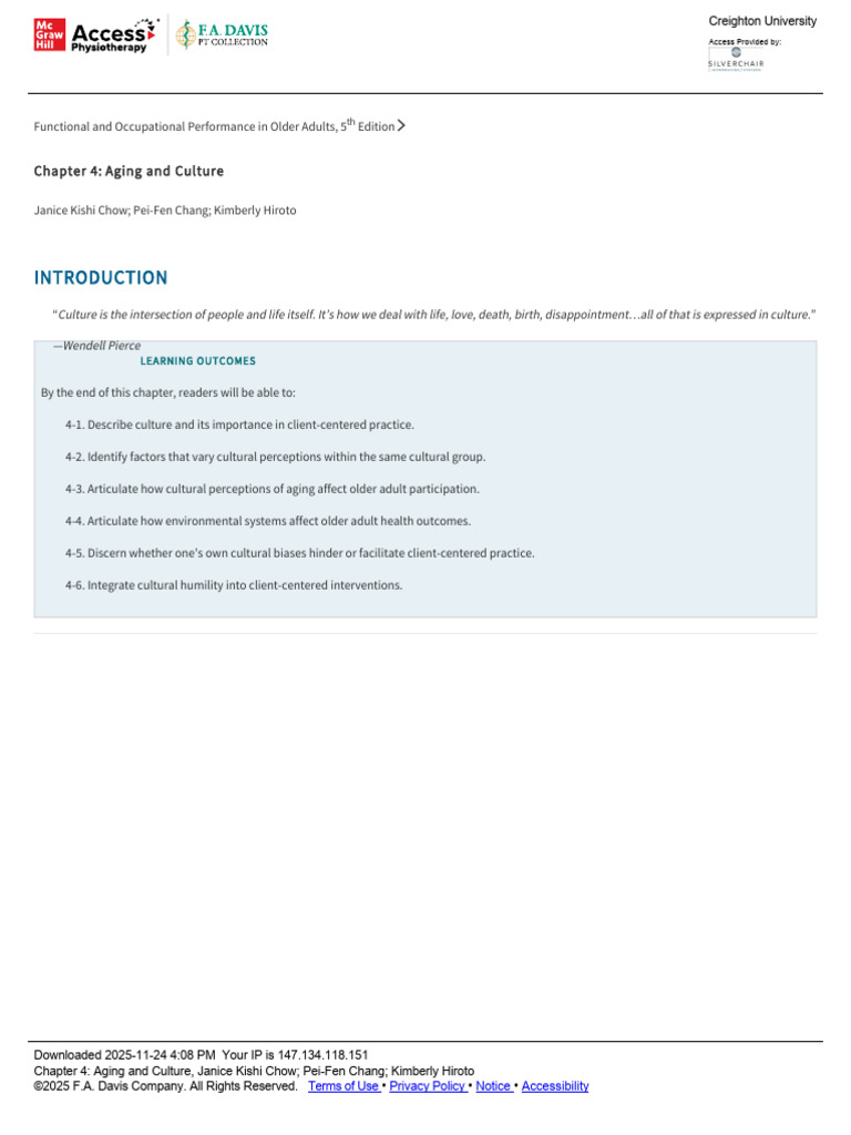 Aging, Culture, and Client-Centered Care | PDF | Occupational Therapy ...