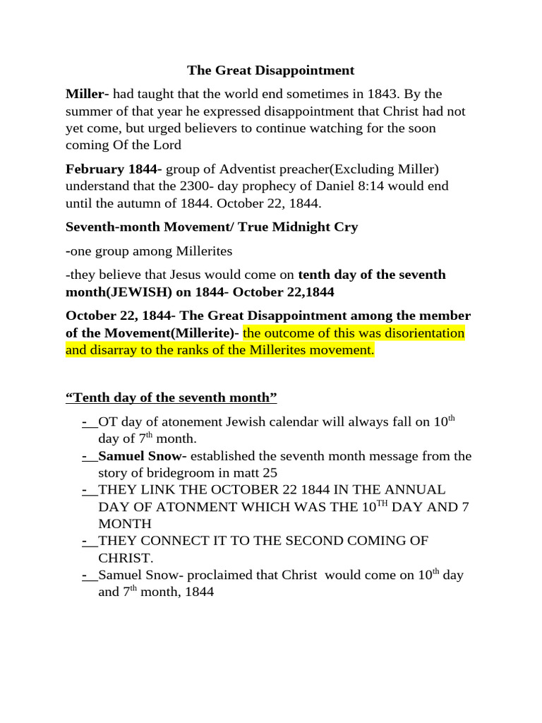 The Great Disappointment | PDF
