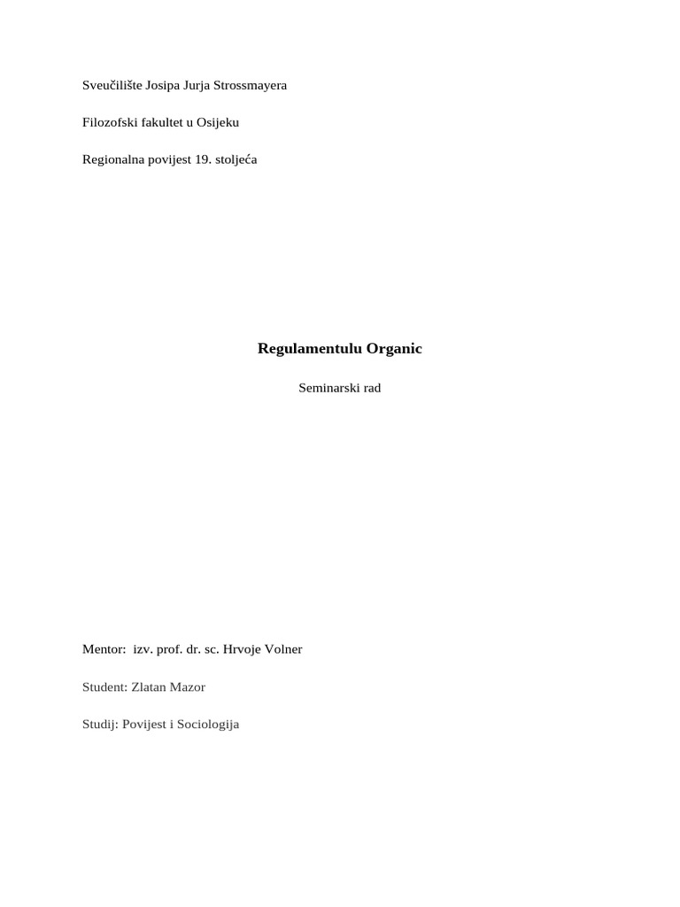 Regulamentum Organica - Docx 1 | PDF