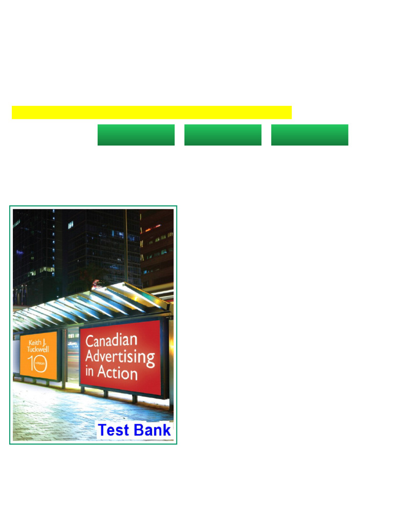 Canadian Advertising in Action Canadian 10th Edition Tuckwell Test Bank ...