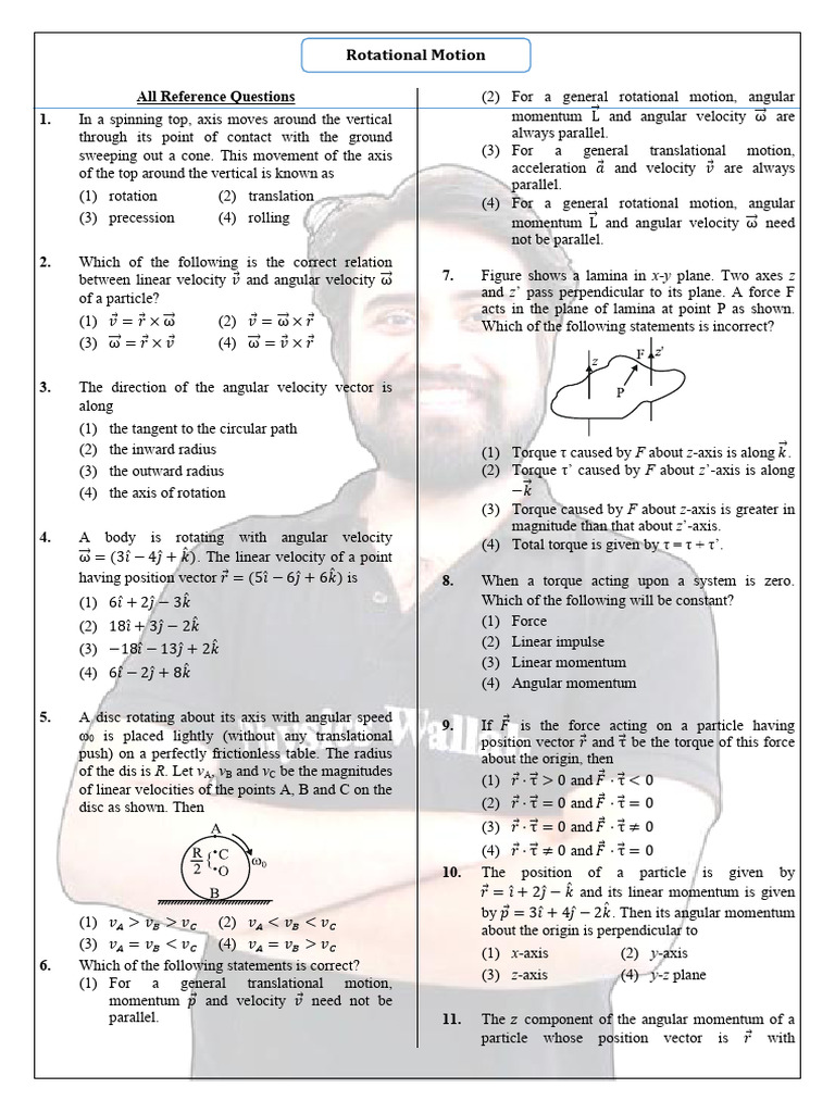 Rotational Motion and Angular Momentum Quiz | PDF | Rotation Around A ...
