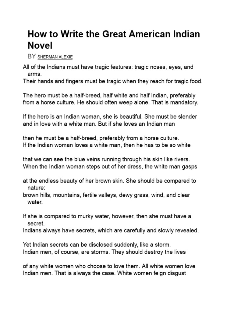 Writing the Great American Indian Novel | PDF
