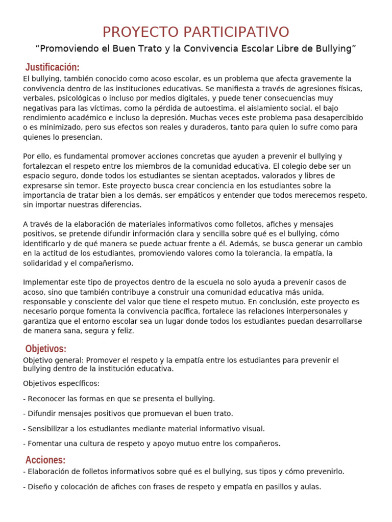 Prevención del Bullying en Escuelas | PDF | Conceptos psicologicos ...