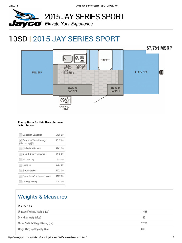 2015 Jay Series Sport 10sd _ Jayco, Inc | PDF