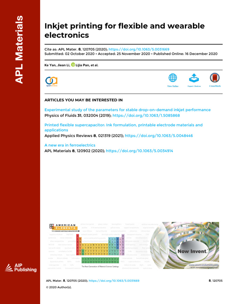 Inkjet Printing For Flexible and Wearable Electronics | PDF | Wearable ...