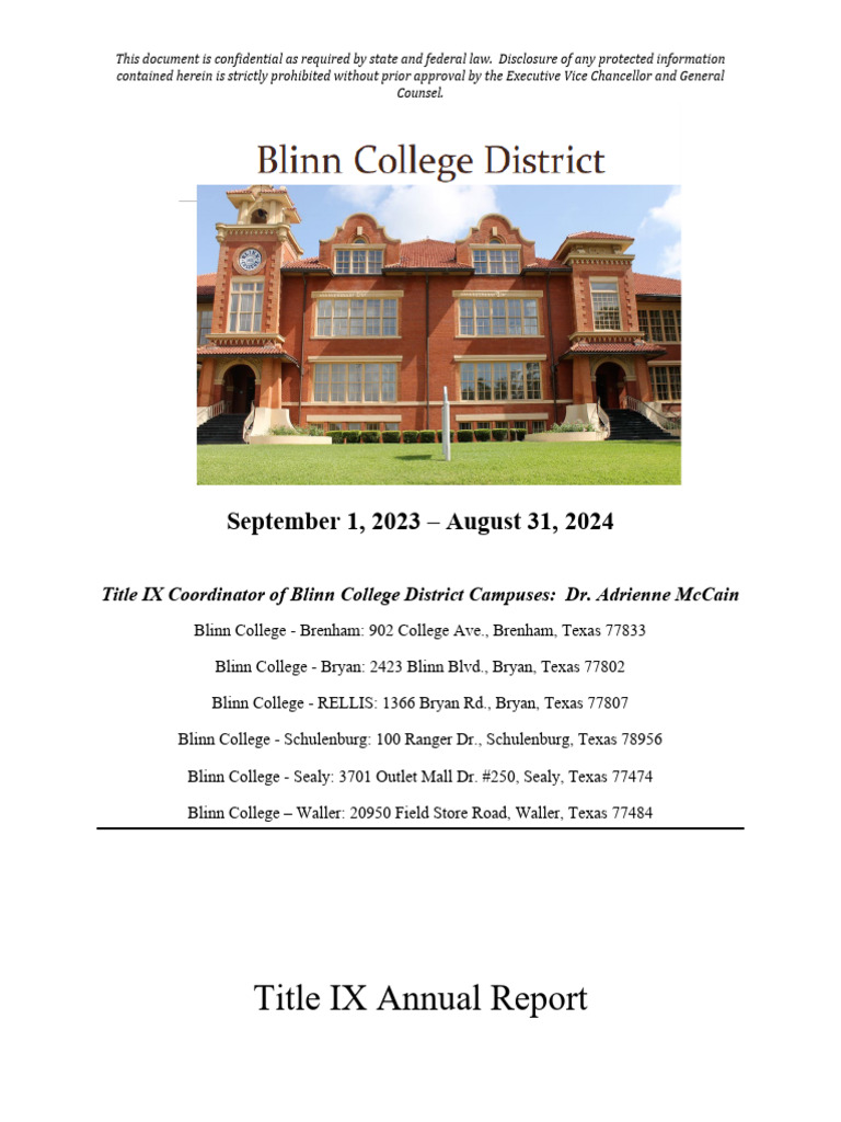 Title IX Annual Reports For Sept. 1 2023 - Aug. 31 2024 | PDF ...