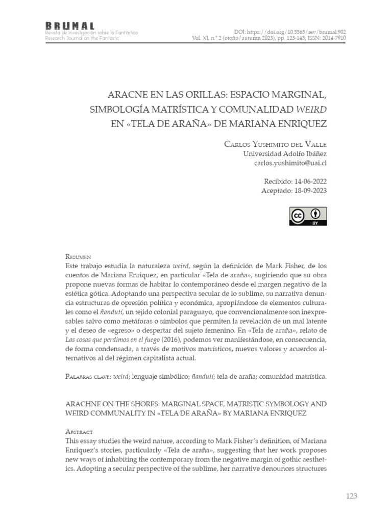 Weird y simbolismo en "Tela de araña" | PDF | Los símbolos | Experiencia