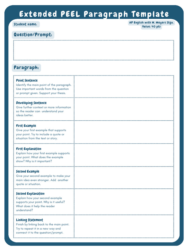 English Paragraph Writing Plan Worksheet in Blue Simple Style PDF | PDF