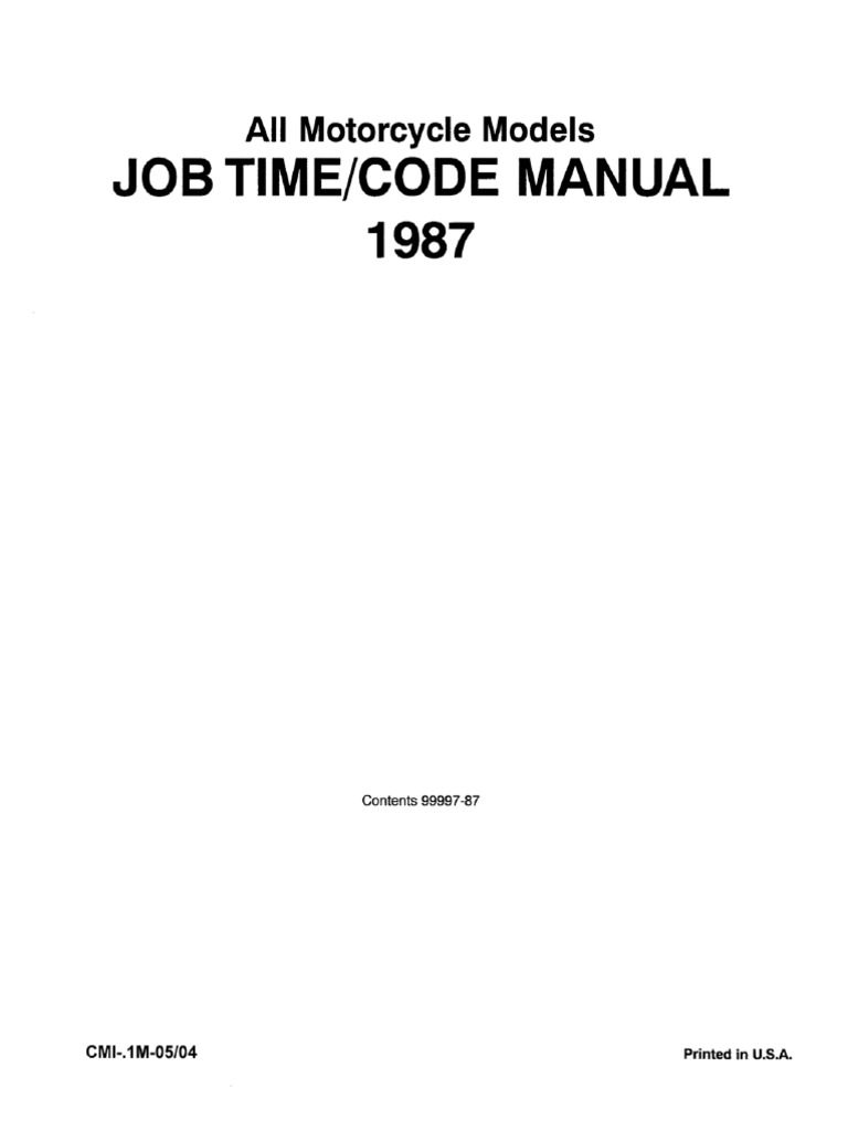 1987 HD Job Time Code Manual | PDF | Brake | Piston