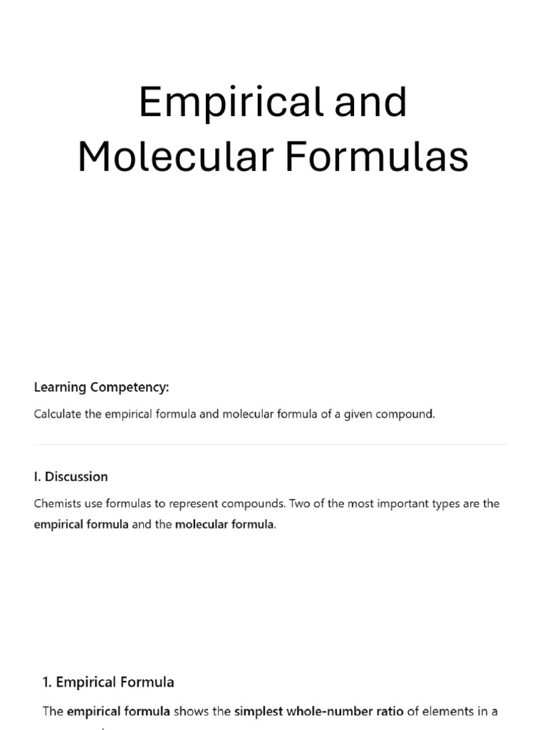 Lesson 5 - Empirical&Molecular Formulas | PDF