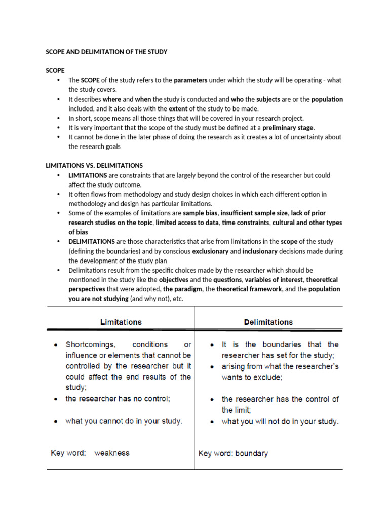 Lesson 7 Scope and Delimitation of The Study | PDF | Scope (Computer ...