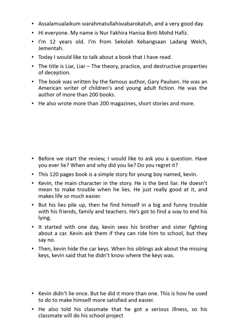 Liar Liar Gary Paulsen | PDF