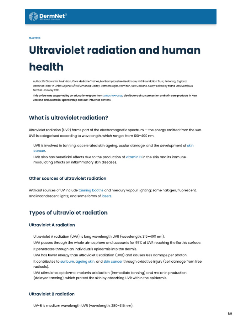 Ultraviolet Radiation and Human Health | PDF