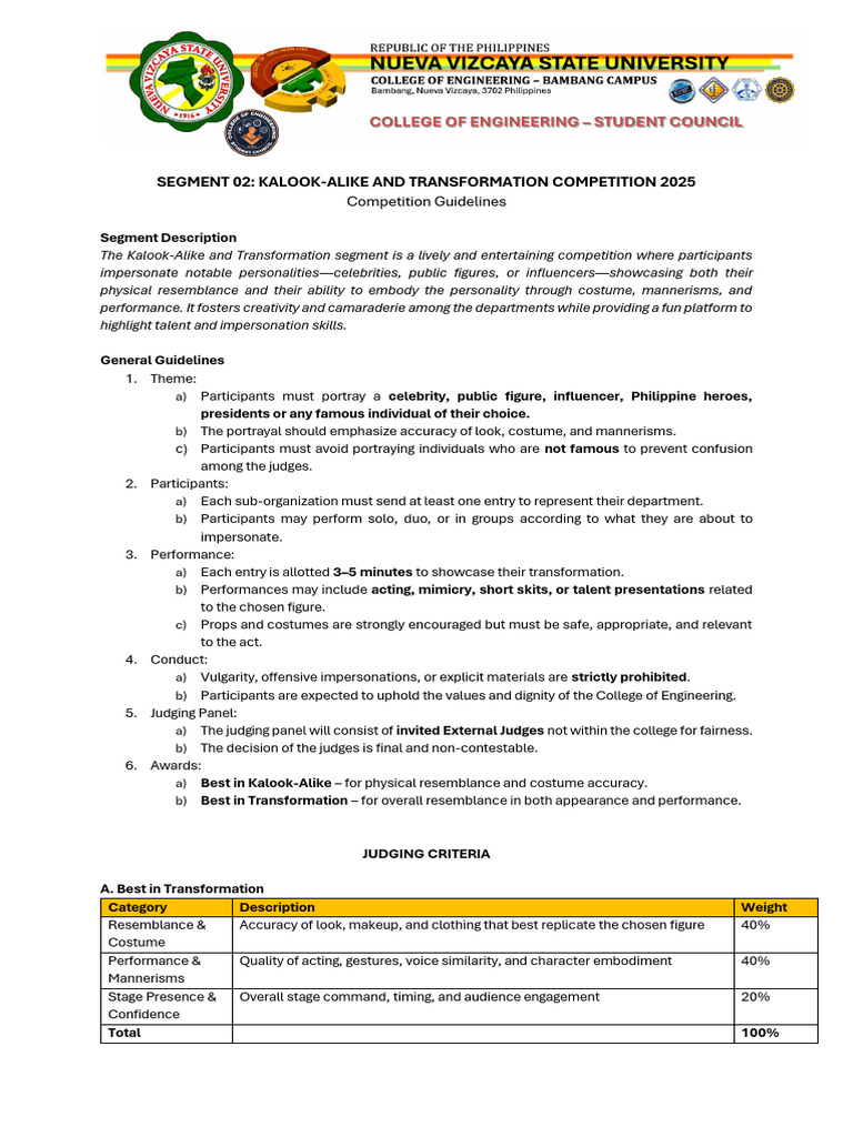 Kalook-Alike Competition Guidelines 2025 | PDF