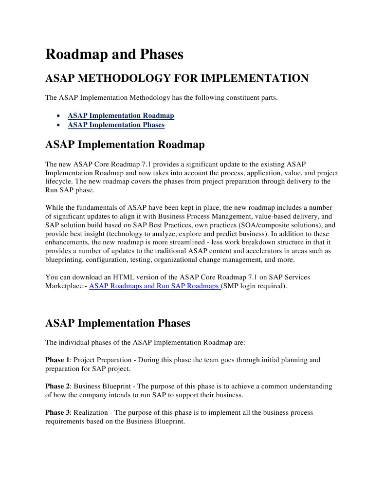 Asap Methodology | PDF | Implementation | Sap Se