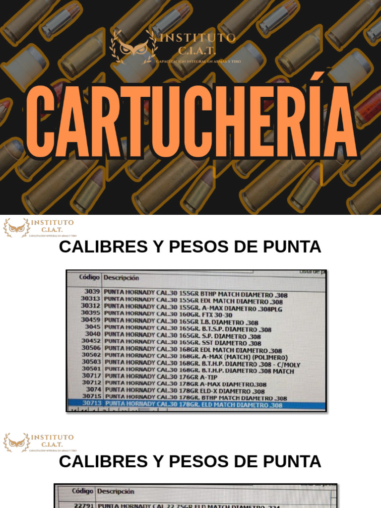 Calibres y Pesos de Punta | PDF