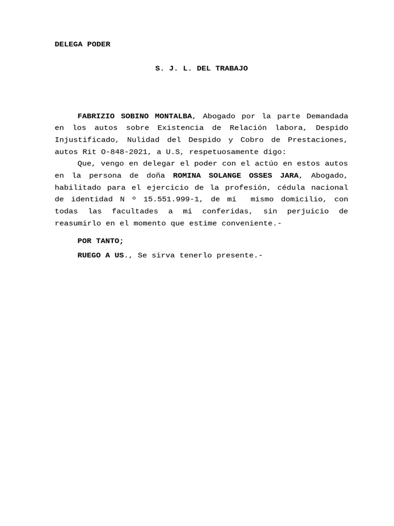 Delega Poder FSM Roj Laboral | PDF