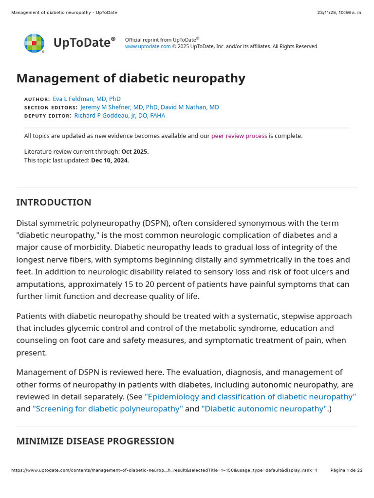 Diabetic Neuropathy Management Guide | PDF | Peripheral Neuropathy ...
