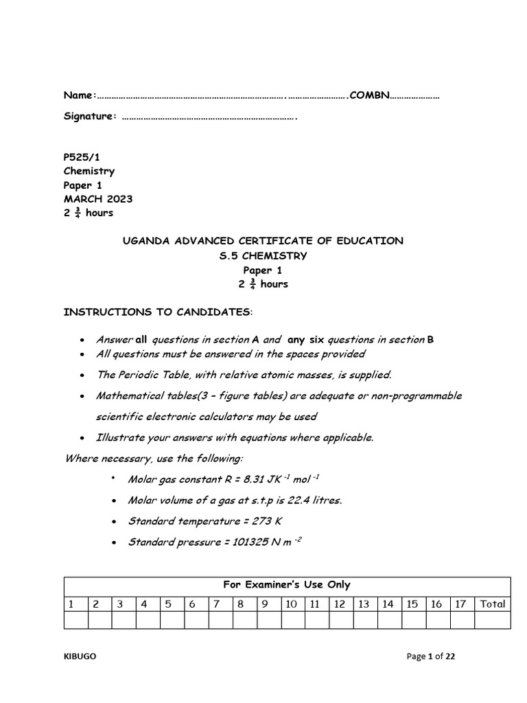 s.5 Chem p1 Doze 2 Final | PDF | Atomic Nucleus | Gases