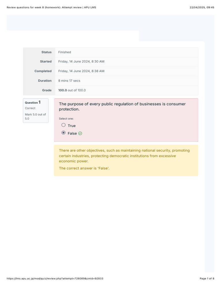 Review Questions For Week 8 Homework Attempt Review APU LMS | PDF ...