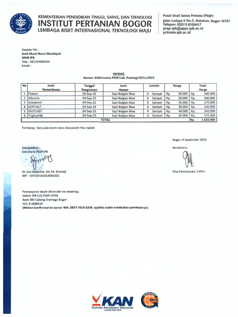 Invoice Lab. Patologi 634 Andi Murni Nurul Maulidyah | PDF
