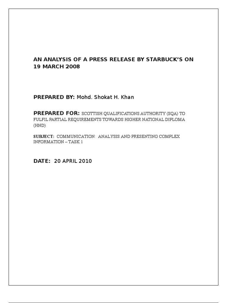 Communication Analysis Task 1 | PDF | Starbucks | Coffee