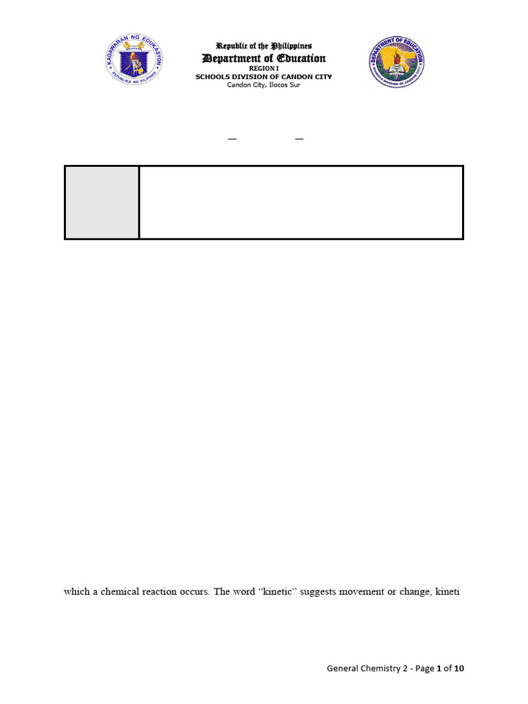 General-Chemistry-2 Q3 W8 M8 LDS Chemical-Kinetics RTP | PDF | Reaction ...
