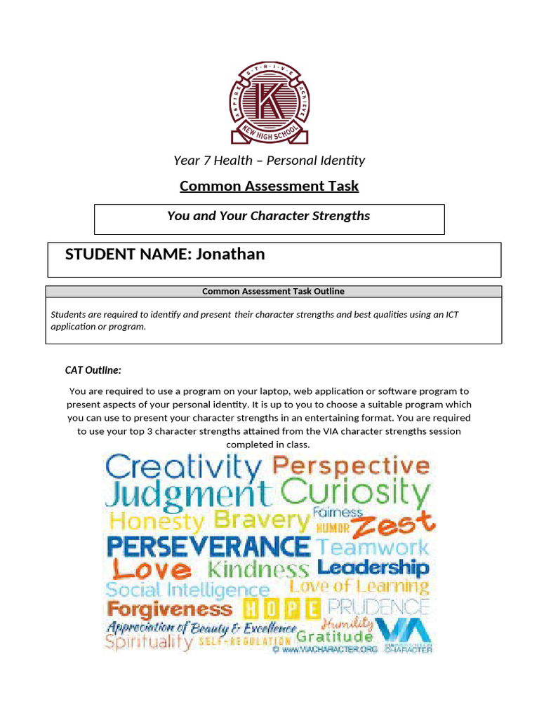 Year 7 Health CAT 1 - Personal Identity | PDF | Social Psychology ...