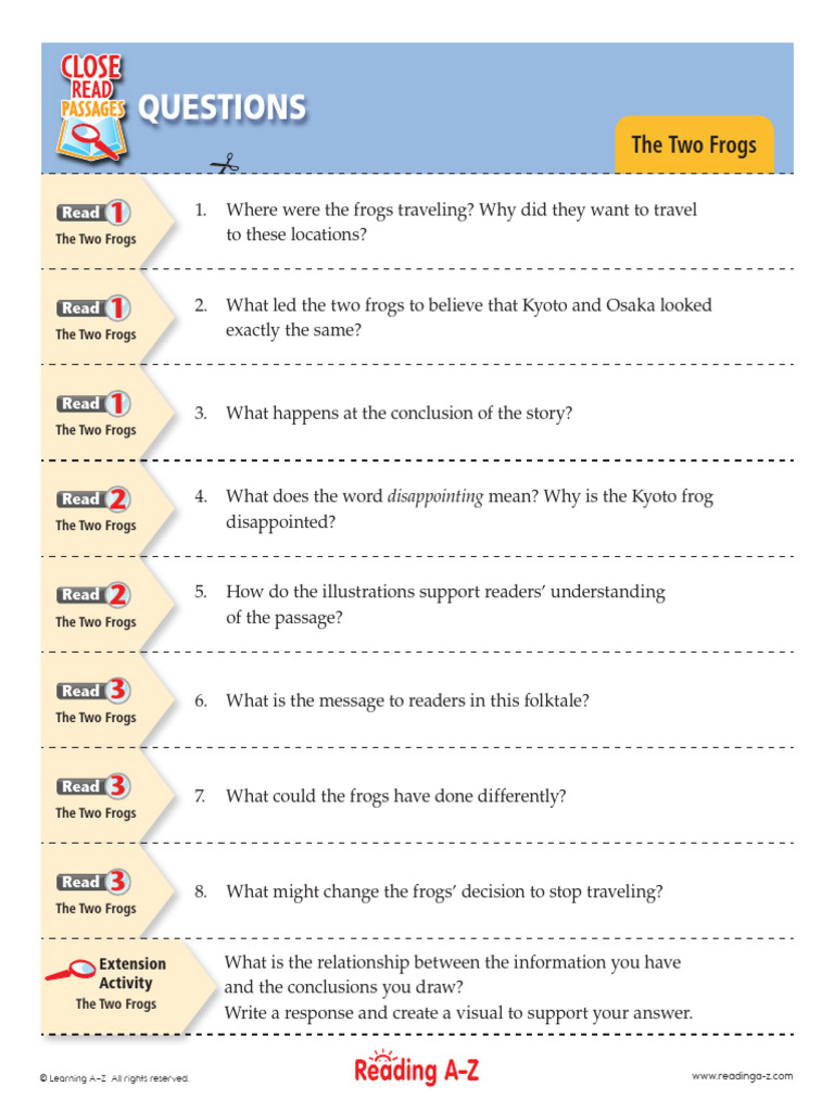 CRP g3 F The Two Frogs Questions | PDF