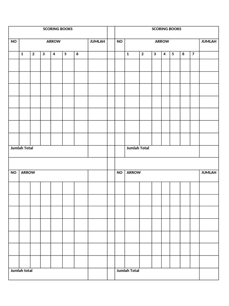 Scoring Books Archery Fastjogja | PDF