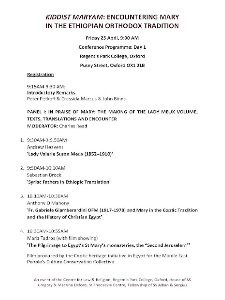 Kidist Mariam Schedule | PDF