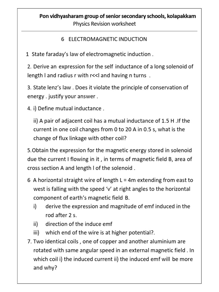 Phy Revision Worksheet 6, 7 | PDF | Physical Quantities | Physics