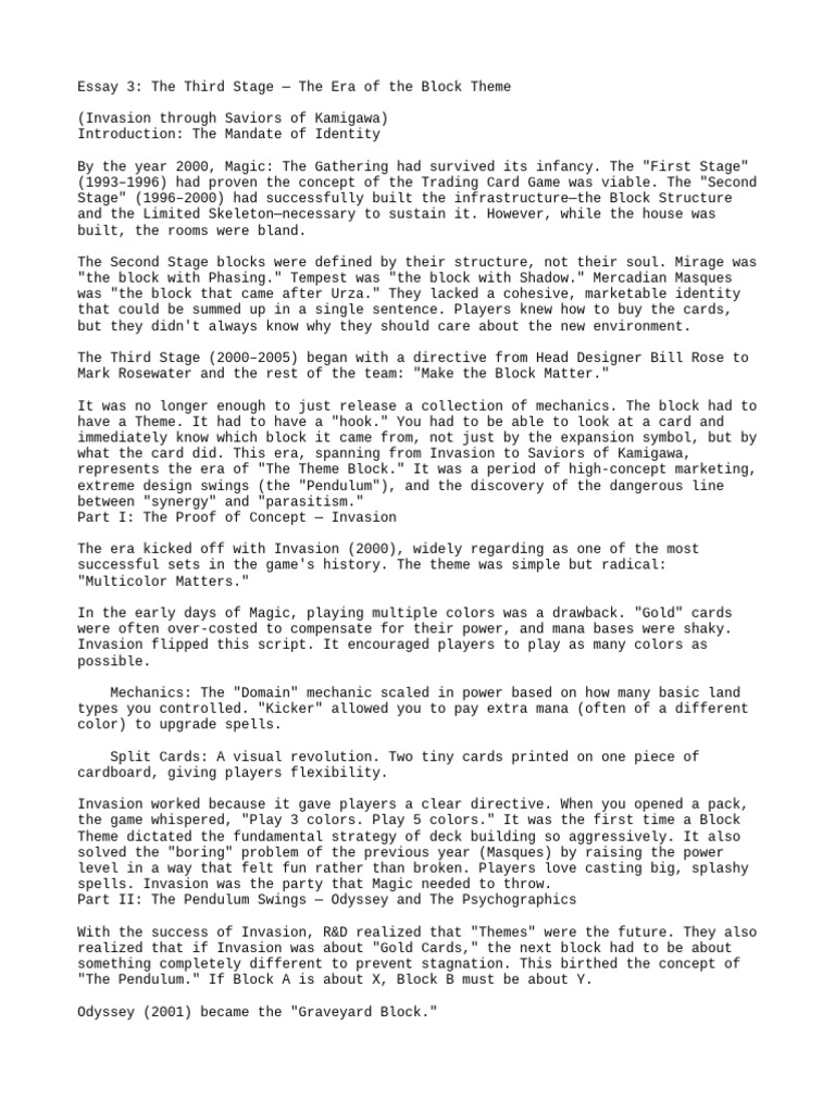 Essay 3 The Third Stage - The Era o | PDF | Card Games | Ephemera