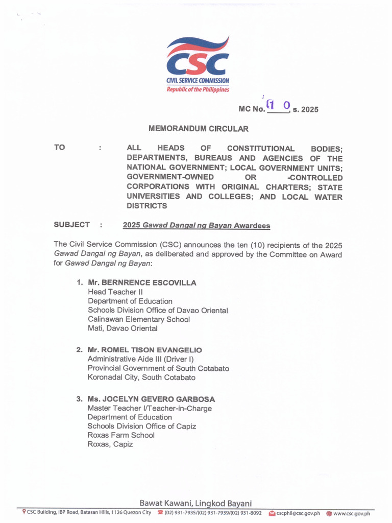 MC No. 10 S. 2025 | PDF