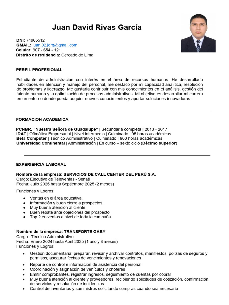 Curriculum Vitae - Juan Rivas - Diresa | PDF | Business
