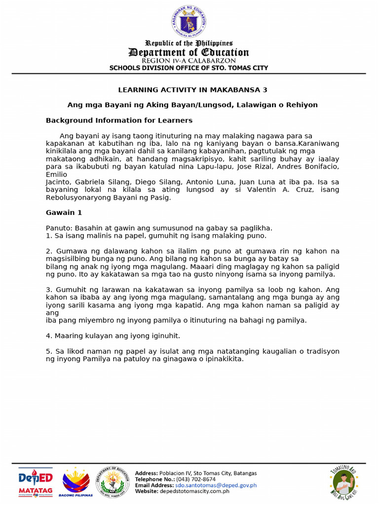 q2 Wk5 Makabansa LR Activity Sheet | PDF