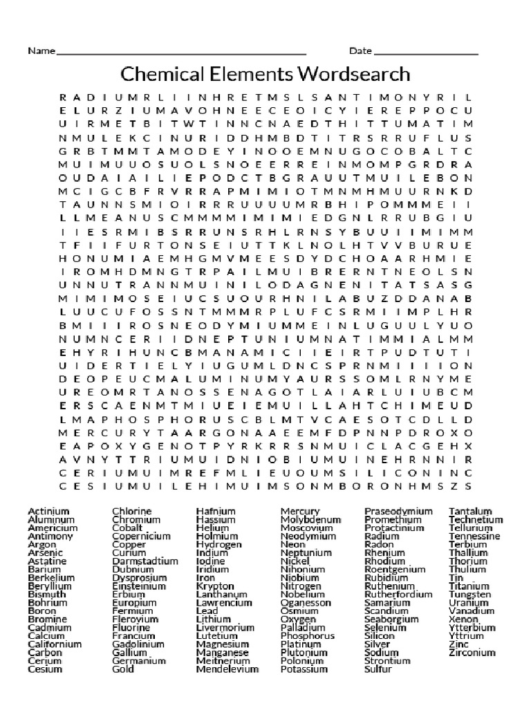 Elements Word Search 3 | PDF